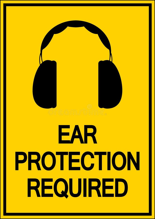 Caution Ear Protection Required Sign on White Background Stock Vector ...