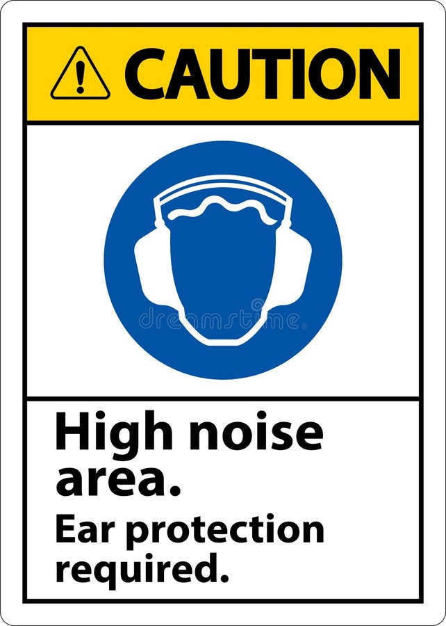Caution Ear Protection Required Sign on White Background Stock Vector ...