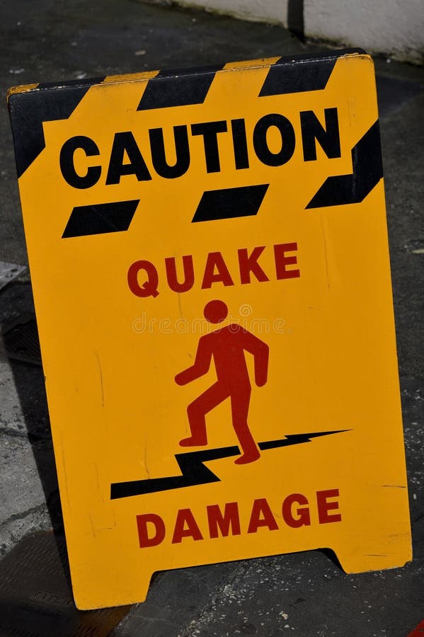 Caution Earthquake Damage Sign Stock Image - Image of beware, vigilance ...