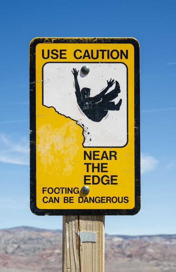 Caution Edge Sign stock photo. Image of steep, black - 54089558