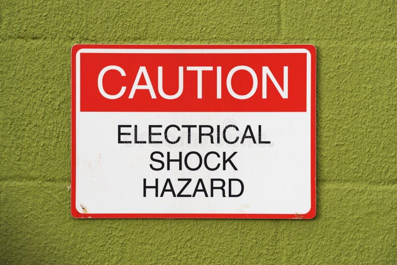 Caution Electrical Shock Hazard Sign Stock Photo - Image of electricity ...