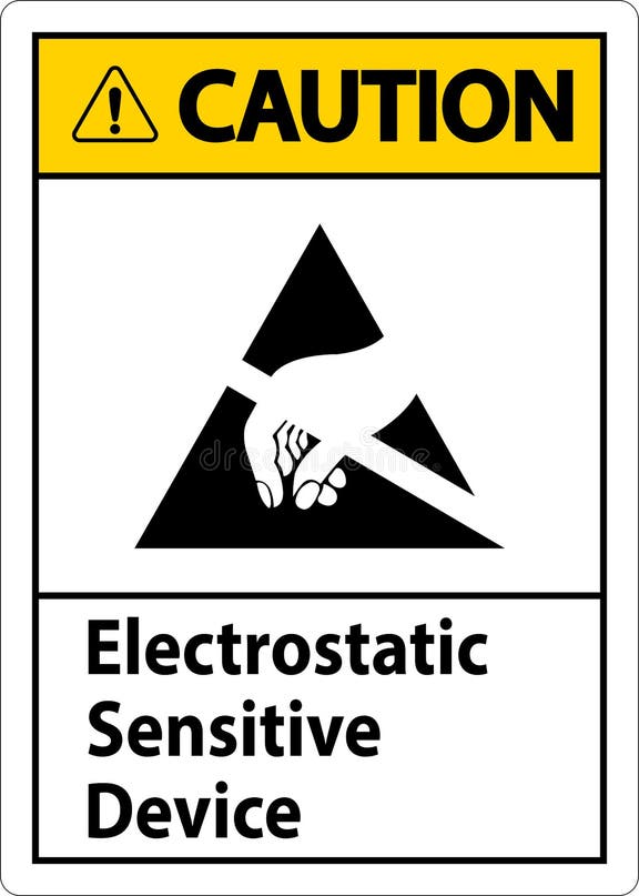 Caution Electrostatic Sensitive Device Sign on White Background Stock ...