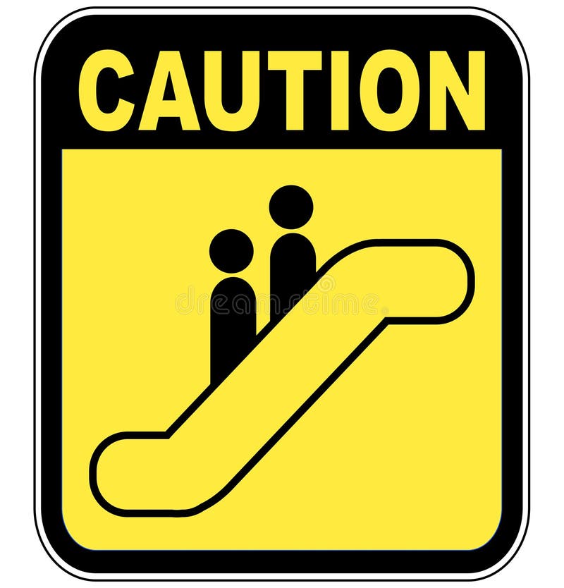 Caution escalator sign stock vector. Illustration of fast - 5736103