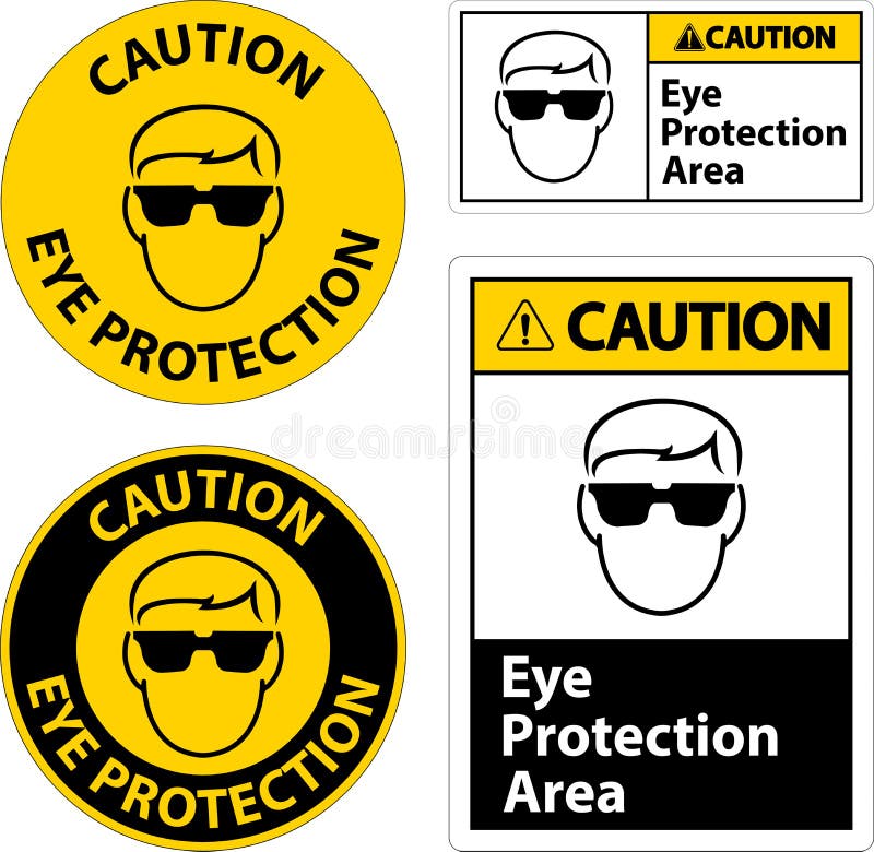 Caution Eye Protection Area Symbol Sign on White Background Stock ...