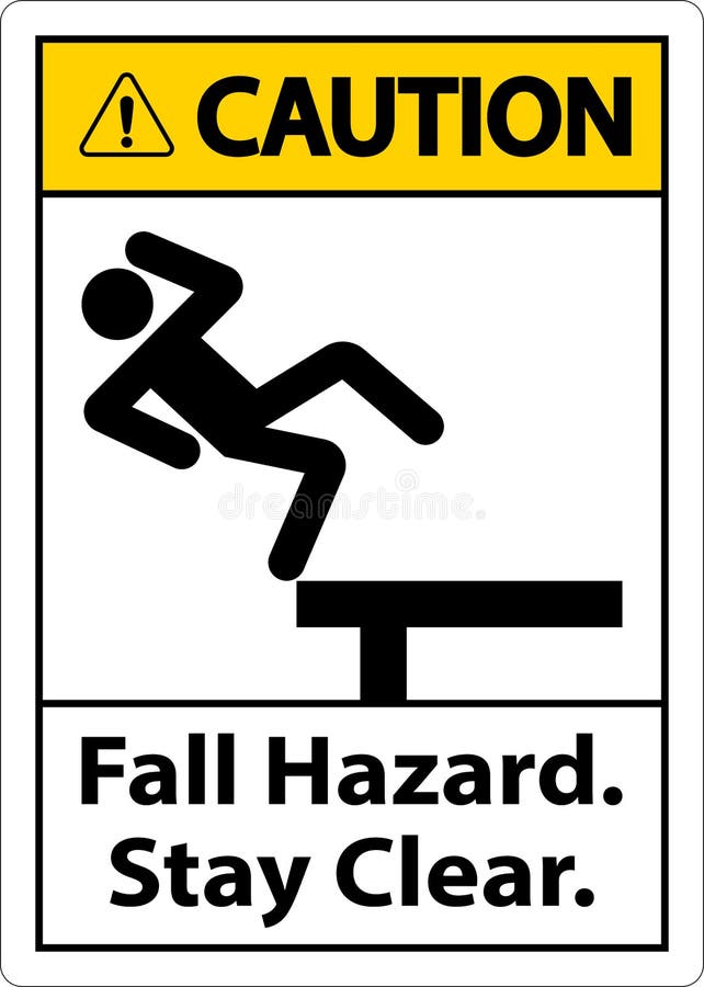 Caution Fall Hazard Stay Clear Sign on White Background Stock Vector ...