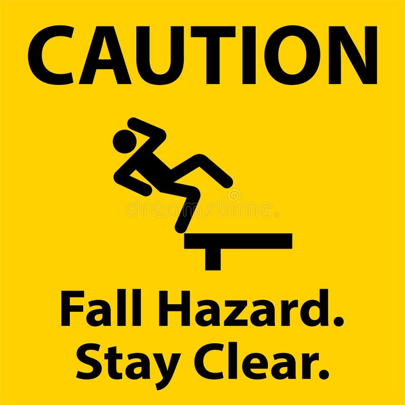 Caution Fall Hazard Slippery Surface. Step Carefully Symbol Sign ...