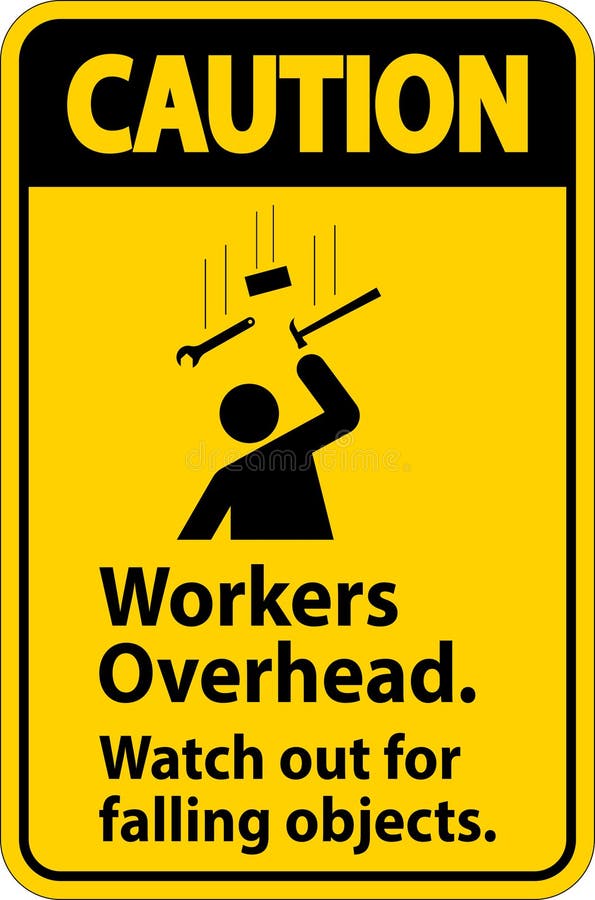 Caution Falling Debris Sign, Workers Overhead Falling Objects Stock ...