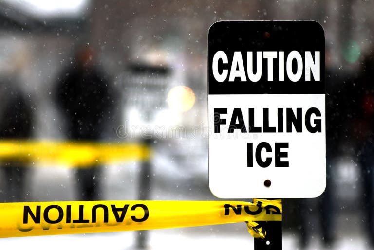 Caution! Falling Ice stock image. Image of snowing, snow - 4134003