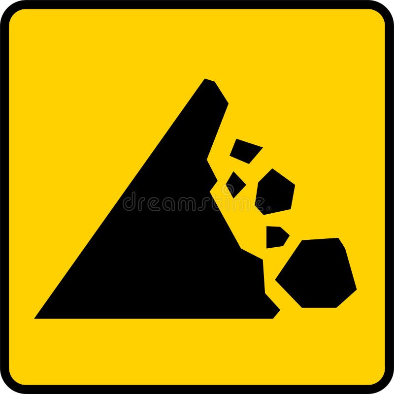 Caution Falling Rocks Sign stock vector. Illustration of attention ...