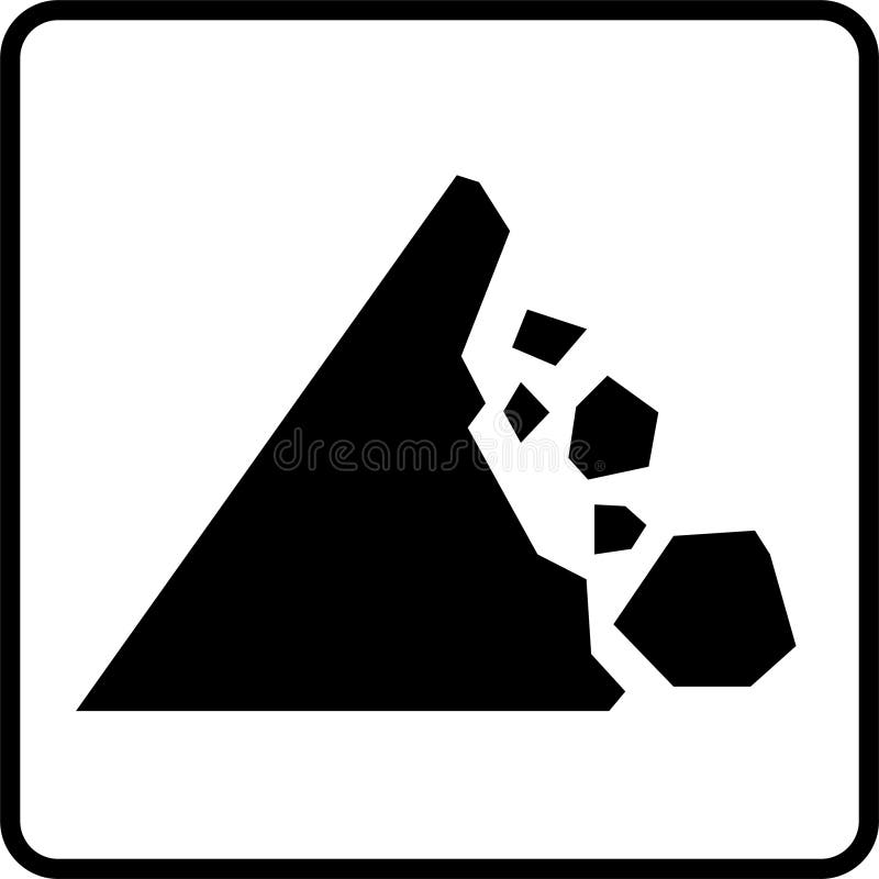 Caution Falling Rocks Sign stock vector. Illustration of landscape ...