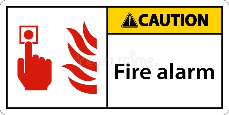 Caution Fire Alarm Sign on White Background Stock Vector - Illustration ...