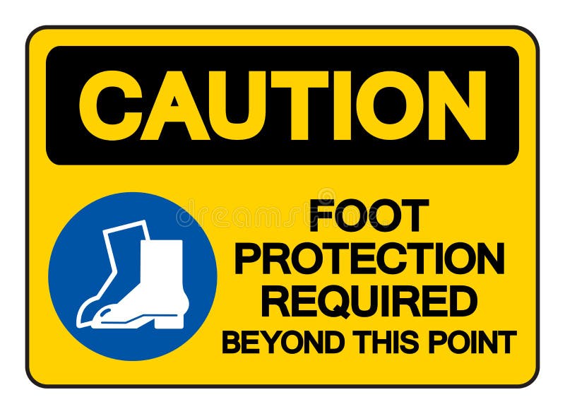Caution Foot Protection Required Beyond this Point Symbol Sign, Vector ...