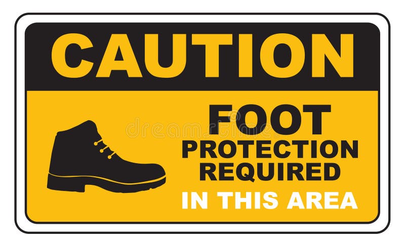 Caution Foot Protection Required Beyond this Point Symbol Sign, Vector ...