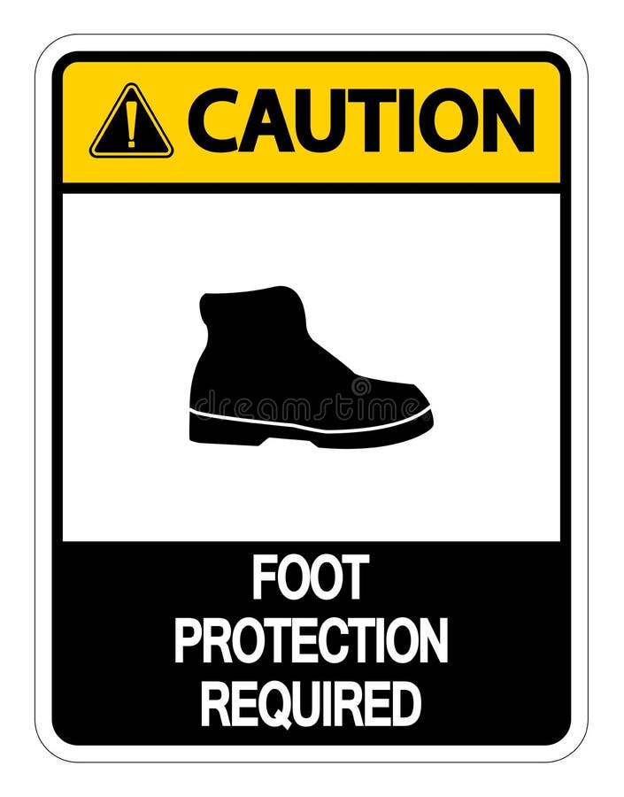 Caution Foot Protection Required Wall Symbol Sign Isolate on ...