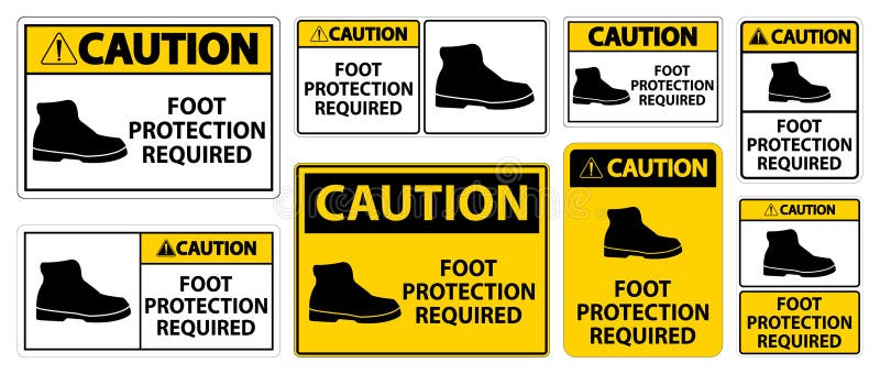 Caution Foot Protection Required Wall Symbol Sign Isolate on ...
