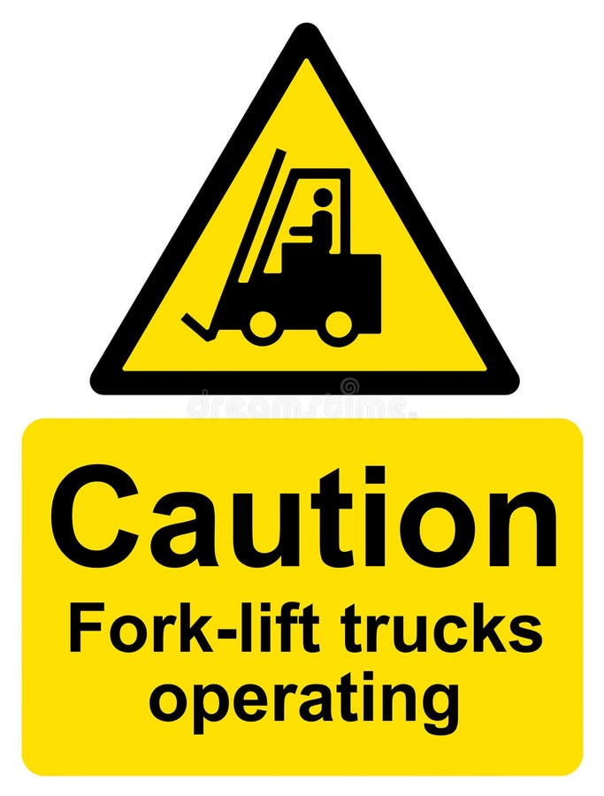 Caution Fork-lift Trucks Operating Stock Photo - Image of dangerous ...