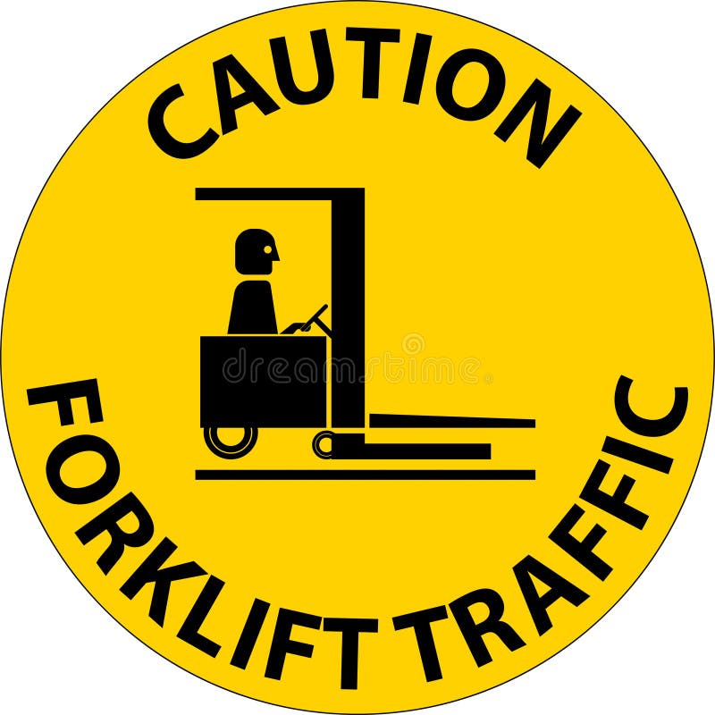 Caution Forklift Traffic Floor Sign on White Background Stock Vector ...