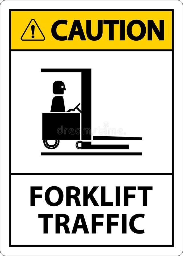 Caution Forklift Traffic Floor Sign on White Background Stock Vector ...
