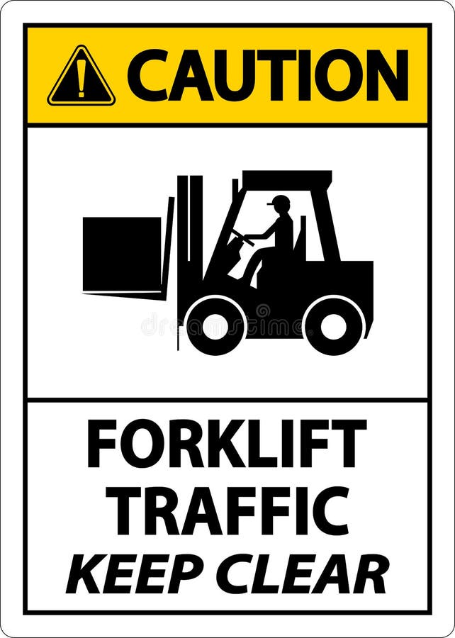 Caution Forklift Traffic Keep Clear Sign on White Background Stock ...