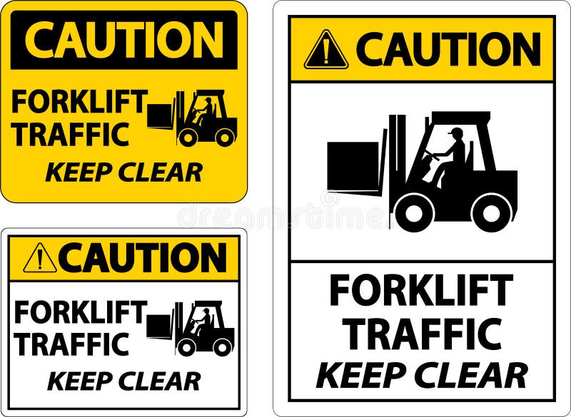 Caution Forklift Traffic Keep Clear Sign on White Background Stock ...