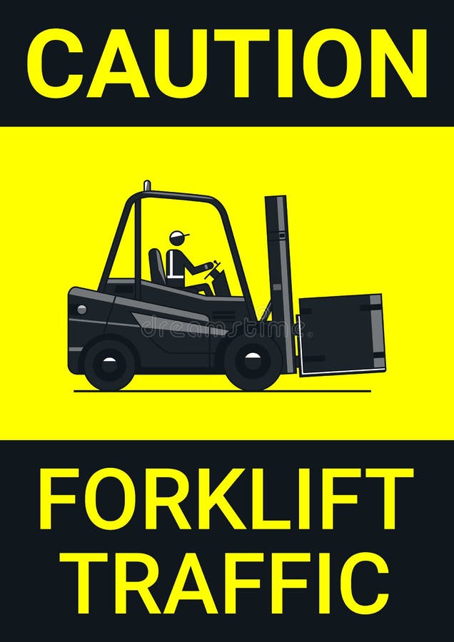 Caution. Forklift traffic stock vector. Illustration of load - 246379999