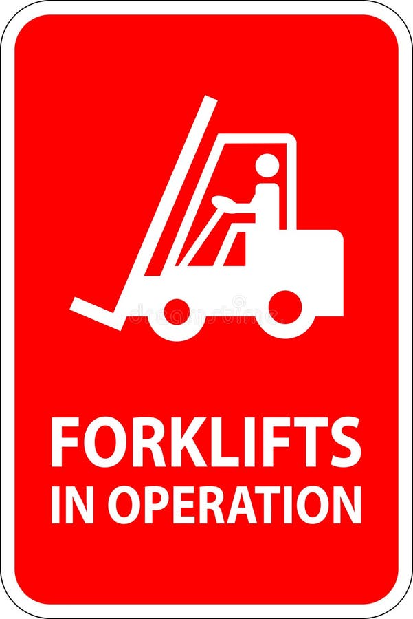 Caution Forklifts in Operation Sign on White Background Stock Vector ...