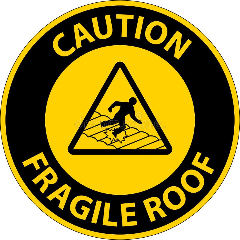 Caution Fragile Roof Sign on White Background Stock Vector ...