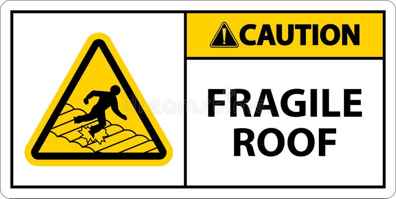 Caution Fragile Roof Sign on White Background Stock Vector ...