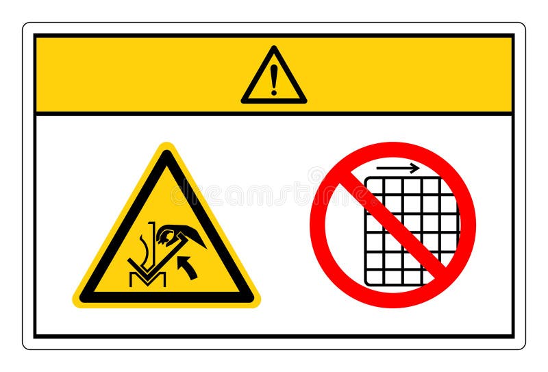 Caution Hand Crush in Press Brake Do Not Remove Guard Symbol Sign ...