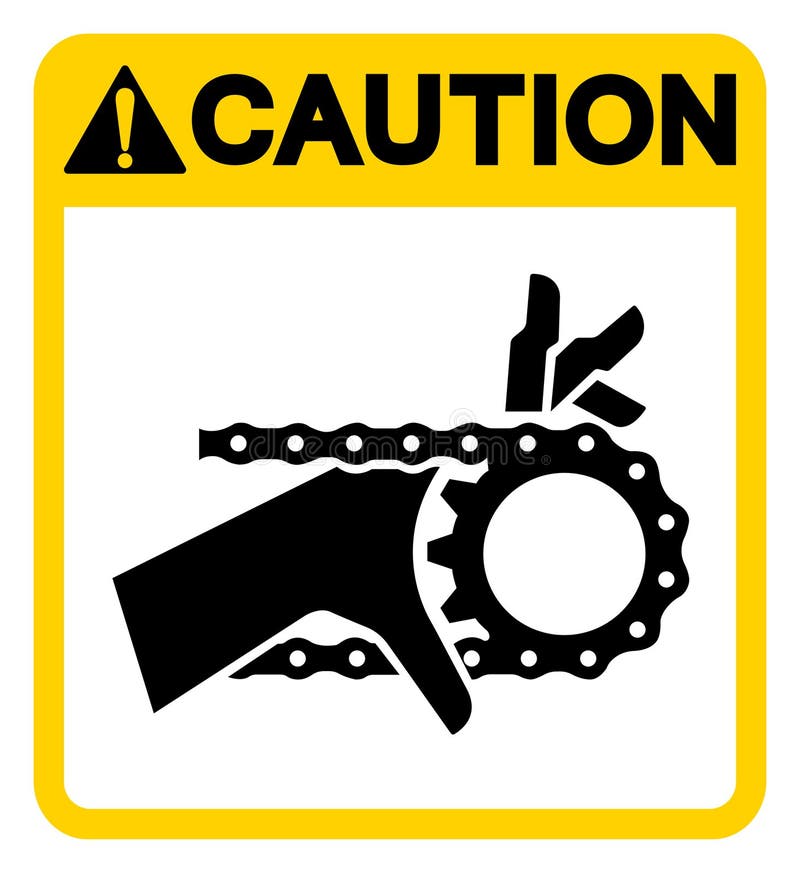 Caution Hand Entanglement Chain Drive Symbol Sign, Vector Illustration ...