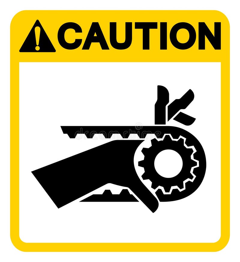 Caution Hand Entanglement Notched Belt Drive Symbol Sign, Vector ...