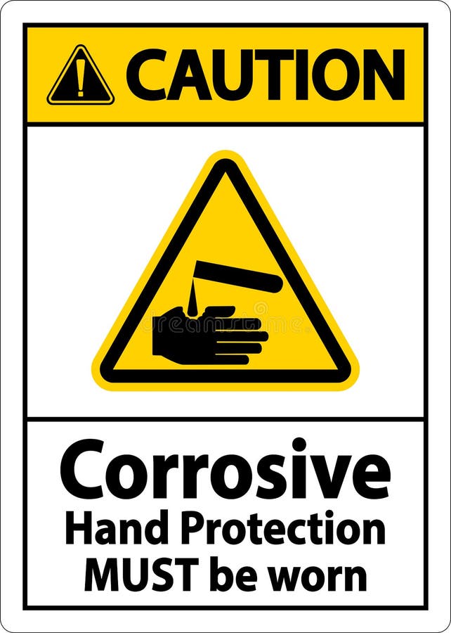Caution Hand Protection Must Be Worn Sign on White Background Stock ...