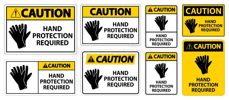 Caution Hand Protection Required Sign on White Background Stock Vector ...