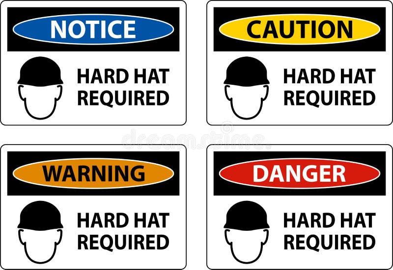 Caution Hard Hat Required Sign on White Background Stock Vector ...