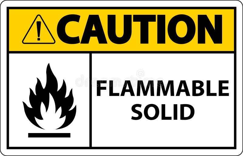 Caution Hazardous Signs Flammable Solid on White Background Stock ...