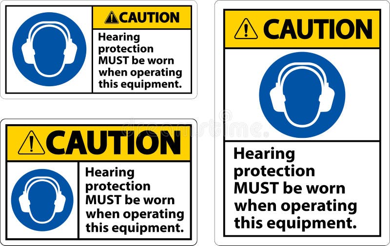 Caution Hearing Protection Required Sign on White Background Stock ...