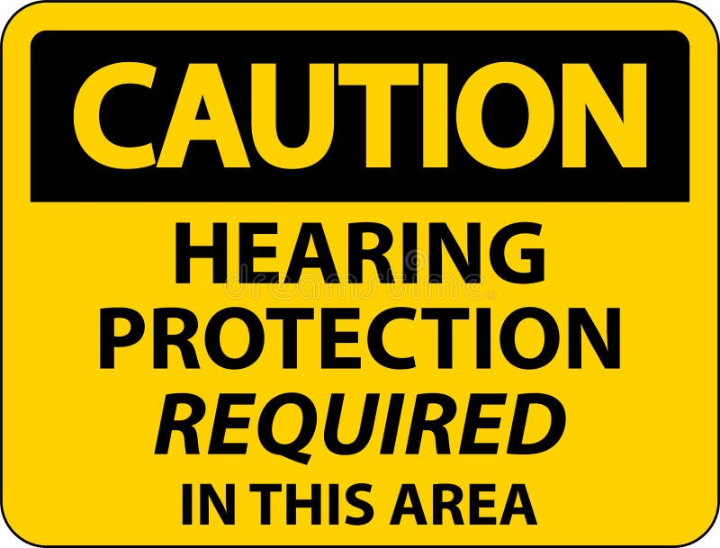 Caution Hearing Protection Required Sign on White Background Stock ...