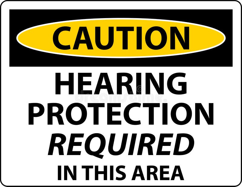 Caution Hearing Protection Required Sign on White Background Stock ...