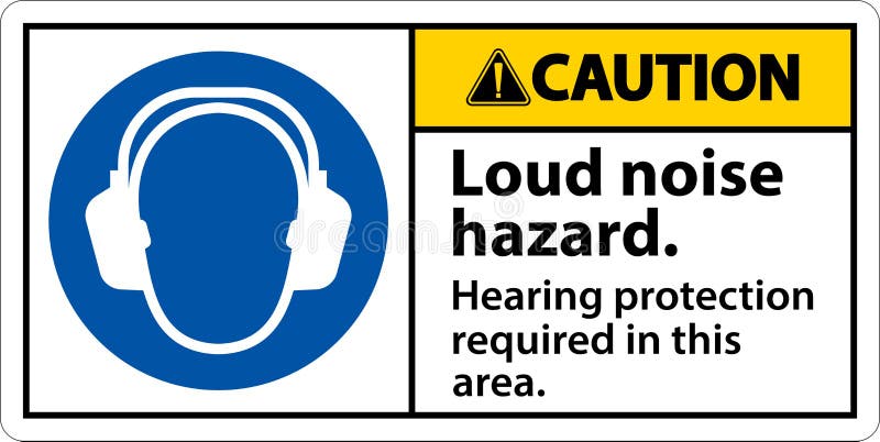 Caution Hearing Protection Required Sign on White Background Stock ...