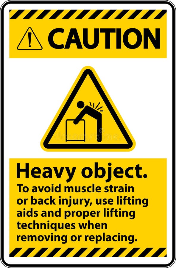 Caution Heavy Object Use Lifting Aids Label on White Background Stock ...