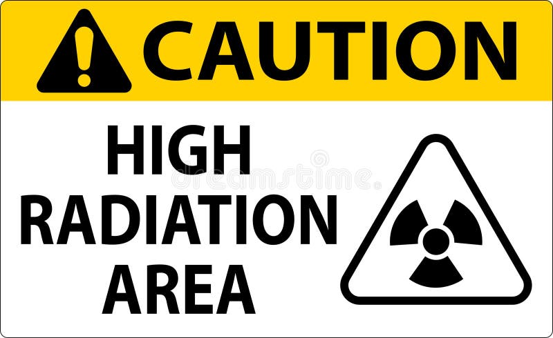 Caution High Radiation Area Sign on White Background Stock Vector ...