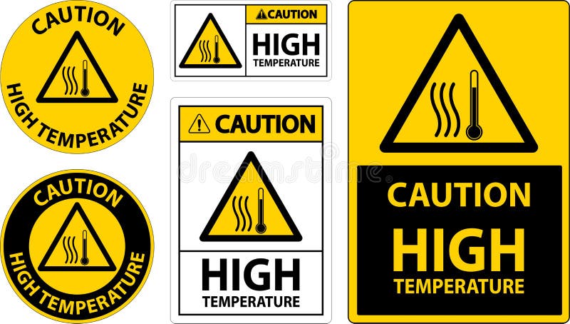 Caution High Temperature Symbol and Text Safety Sign Stock Vector ...