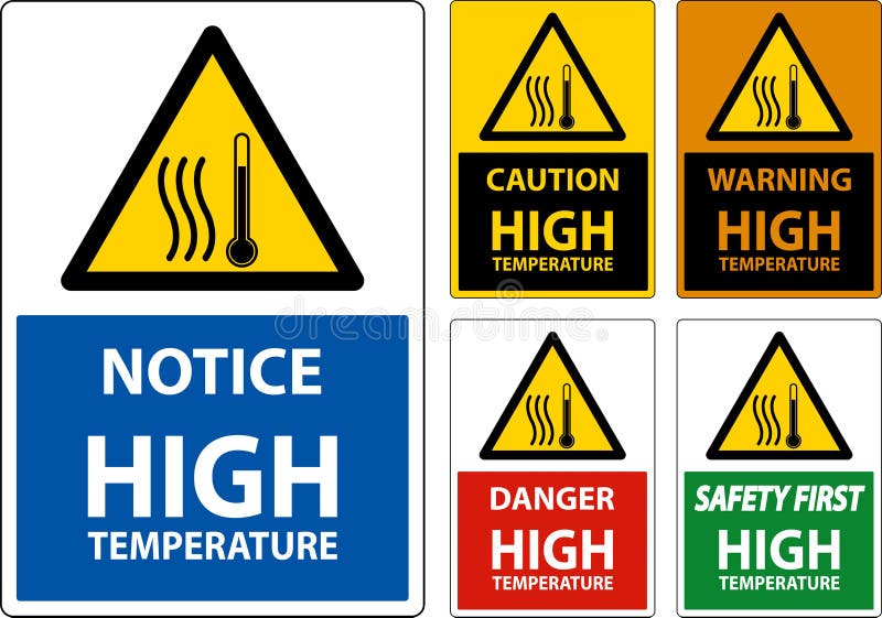 Caution High Temperature Symbol and Text Safety Sign Stock Vector ...
