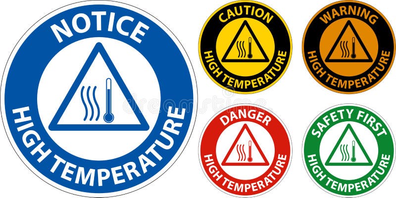 Caution High Temperature Symbol and Text Safety Sign Stock Vector ...