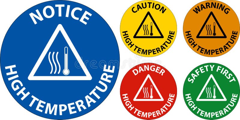 Caution High Temperature Symbol and Text Safety Sign Stock Vector ...