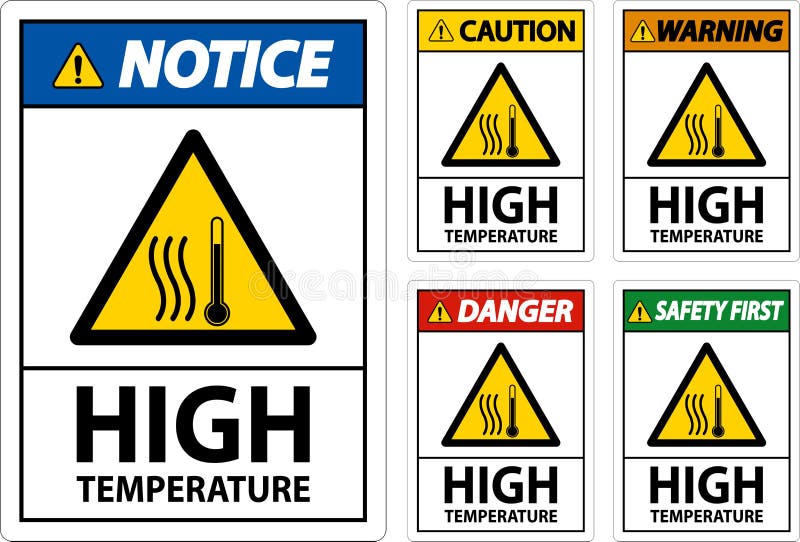 Caution High Temperature Symbol and Text Safety Sign Stock Vector ...
