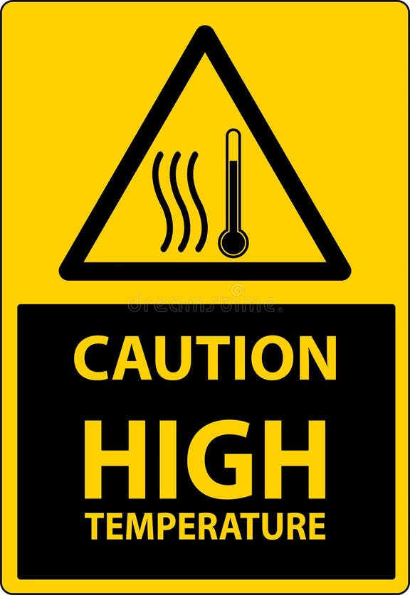 Caution High Temperature Symbol and Text Safety Sign Stock Vector ...