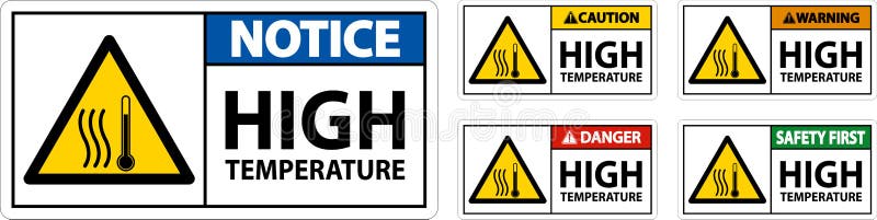 Caution High Temperature Symbol and Text Safety Sign Stock Vector ...