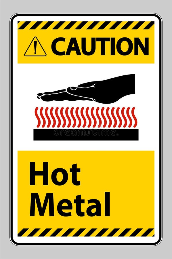 Caution Hot Metal Symbol Sign Isolated on White Background Stock Vector ...