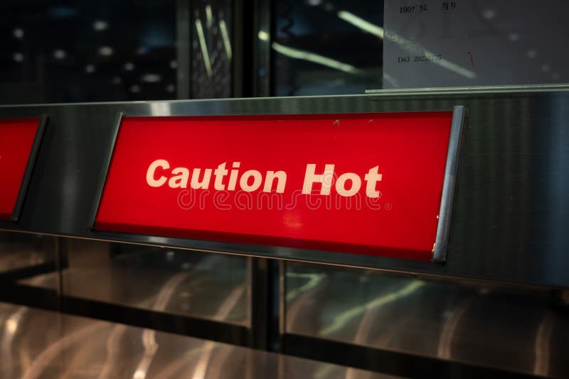 Caution Hot Sign in the Kitchen Stock Illustration - Illustration of ...